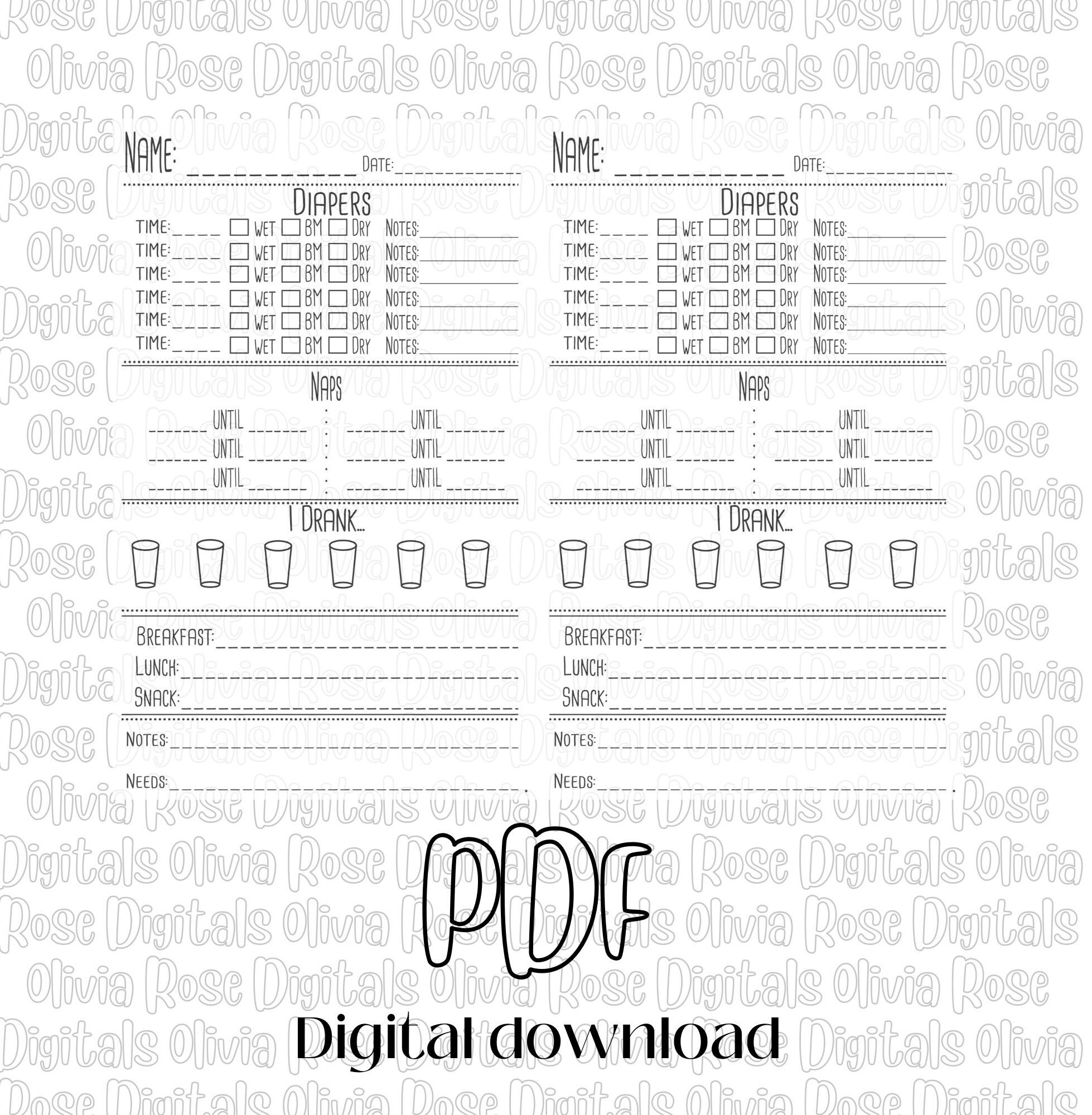 Daycare Infant Toddler Child Daily Log Sheet Infant Toddler - Etsy