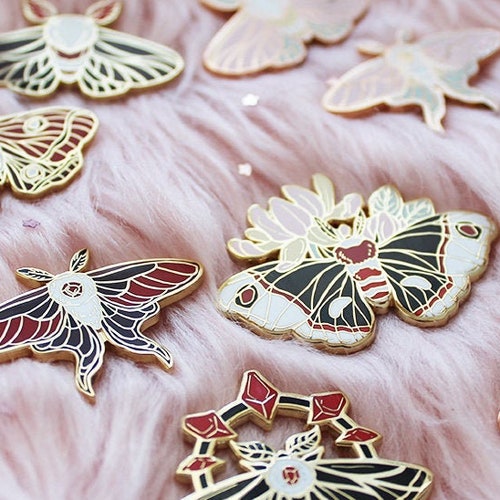 Moth Gods Enamel Pins Rose Gold Pastel Goth - Etsy
