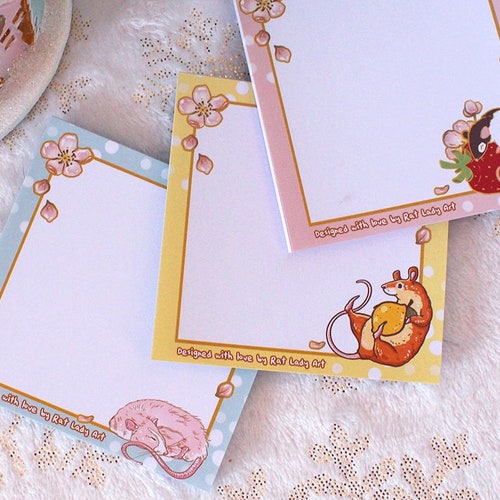 4x4 Inch Memo Pads SET Rat and Raccoon Stationery Grocery List - Etsy