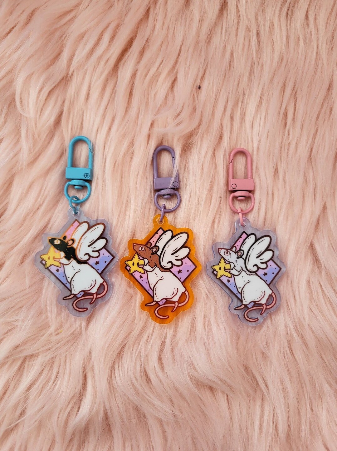 Hooded Rat With Wings and Star Acrylic Keychain Pet Loss Gift - Etsy