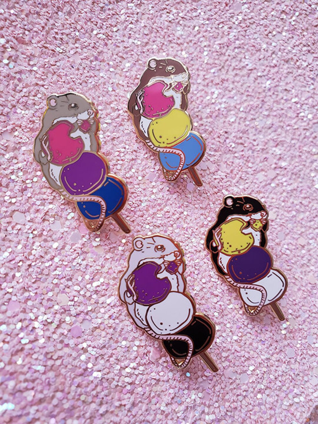 Dango Rat Pride Flag Nonbinary Asexual Bi Flag Pan Pride Hard Enamel ...