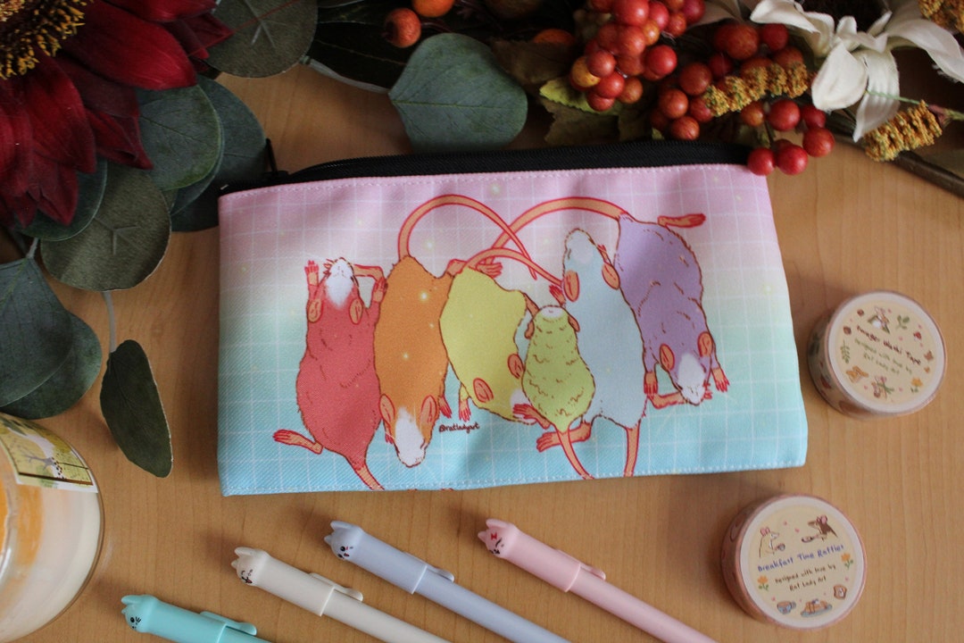 Zipper Pouch Rainbow Baby Rats Canvas Fabric Pencil Case - Etsy