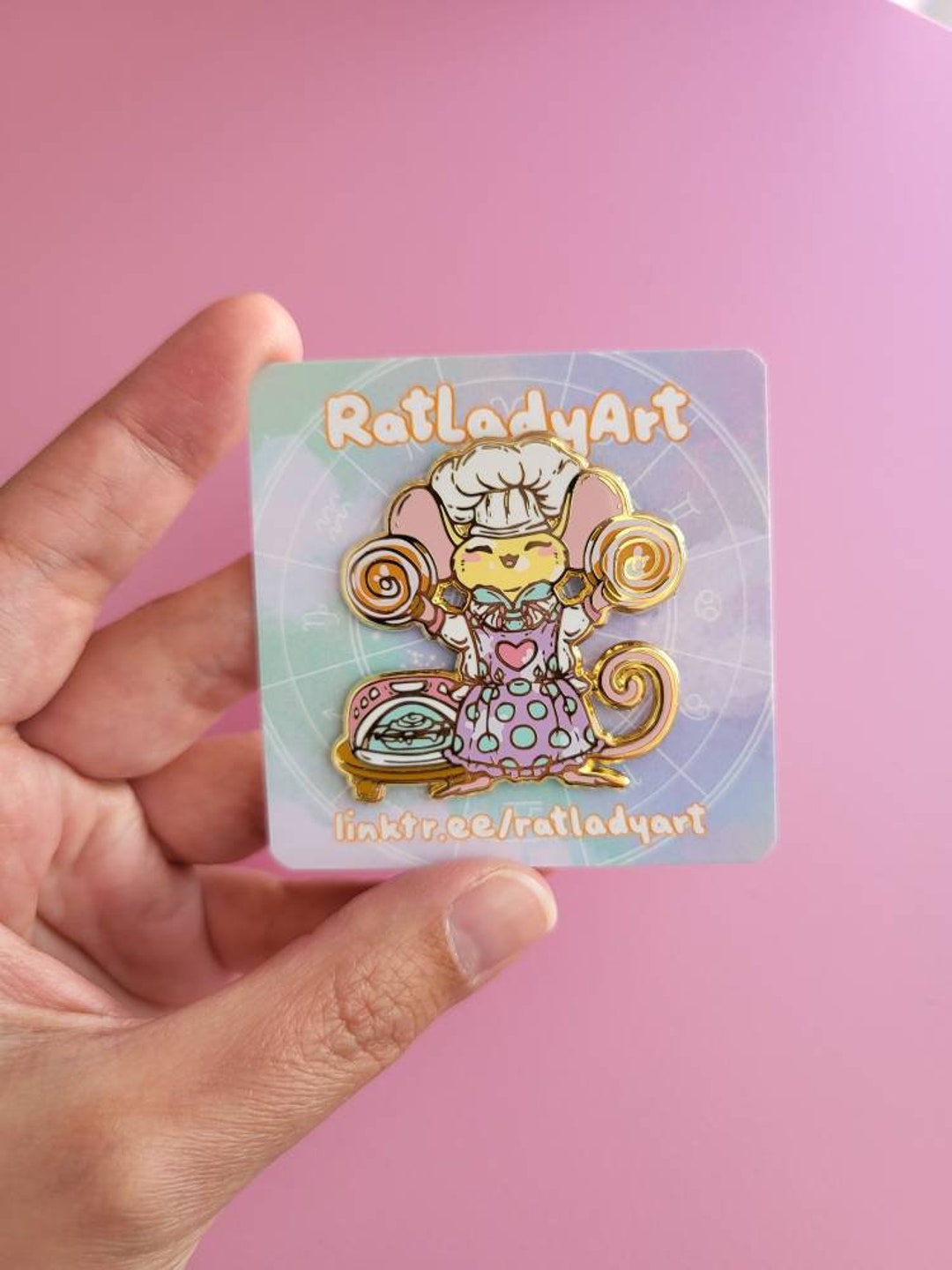 ARIES Zodiac Rat Hard Enamel Pin Baker Rat With Cinnamon Rolls and Cute ...