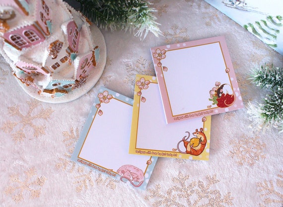 4x4 Inch Memo Pads SET Rat and Raccoon Stationery Grocery List - Etsy