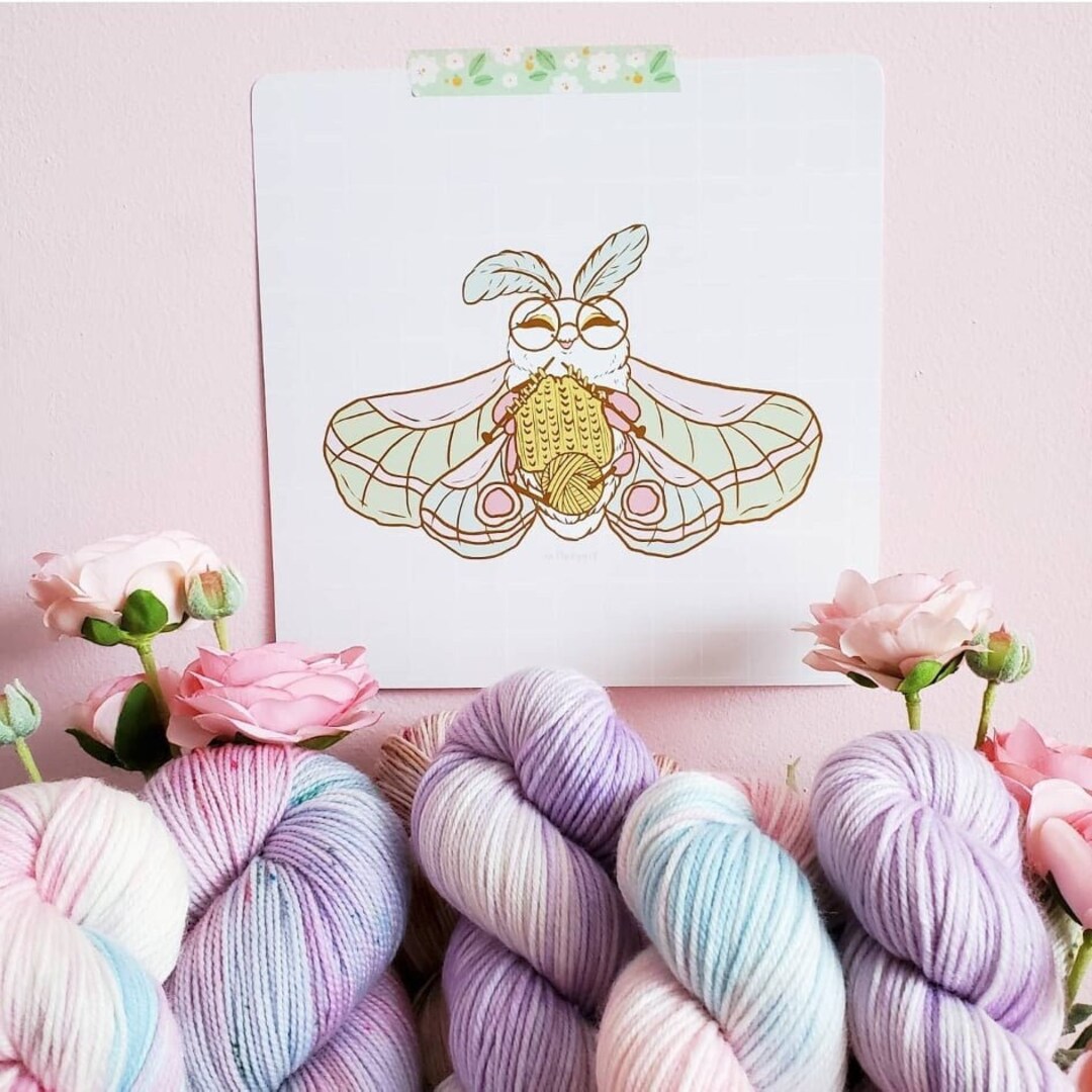 Knitting Moth Crafts and Hobbies Square Art Print With Rounded Corners ...