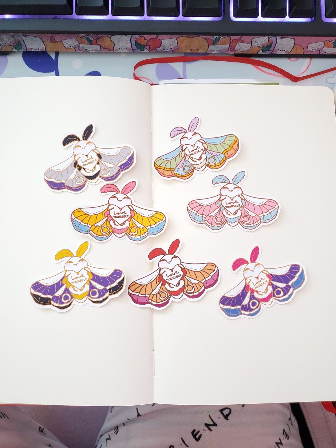 LGBTQ Die Cut Matte Stickers With Moths and Pride Flags Bi Nonbinary ...