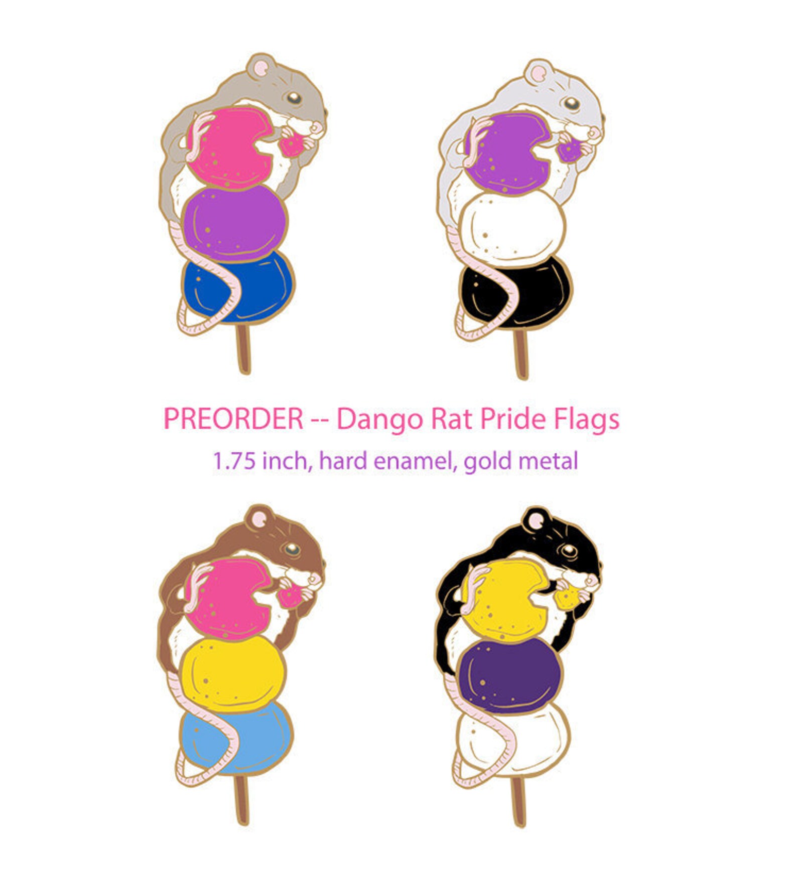 Dango Rat Pride Flag Nonbinary Asexual Bi Flag Pan Pride Hard - Etsy