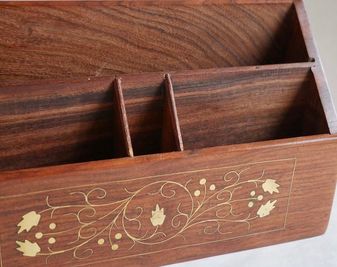 Wood Letter Rack With Brass Inlay Hand Crafted in India Compact Size ...