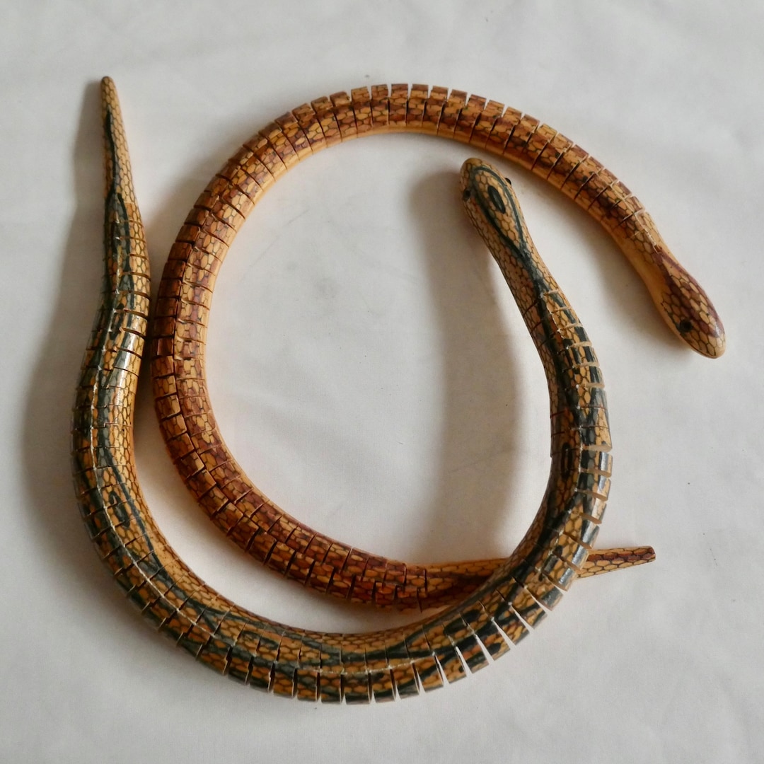 Two Articulated Wood Snakes Hand Crafted Vintage - Etsy