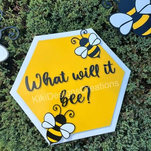Baby Bee Sign , What Will Baby Bee?, Gender Reveal Party Backdrop Sign ...