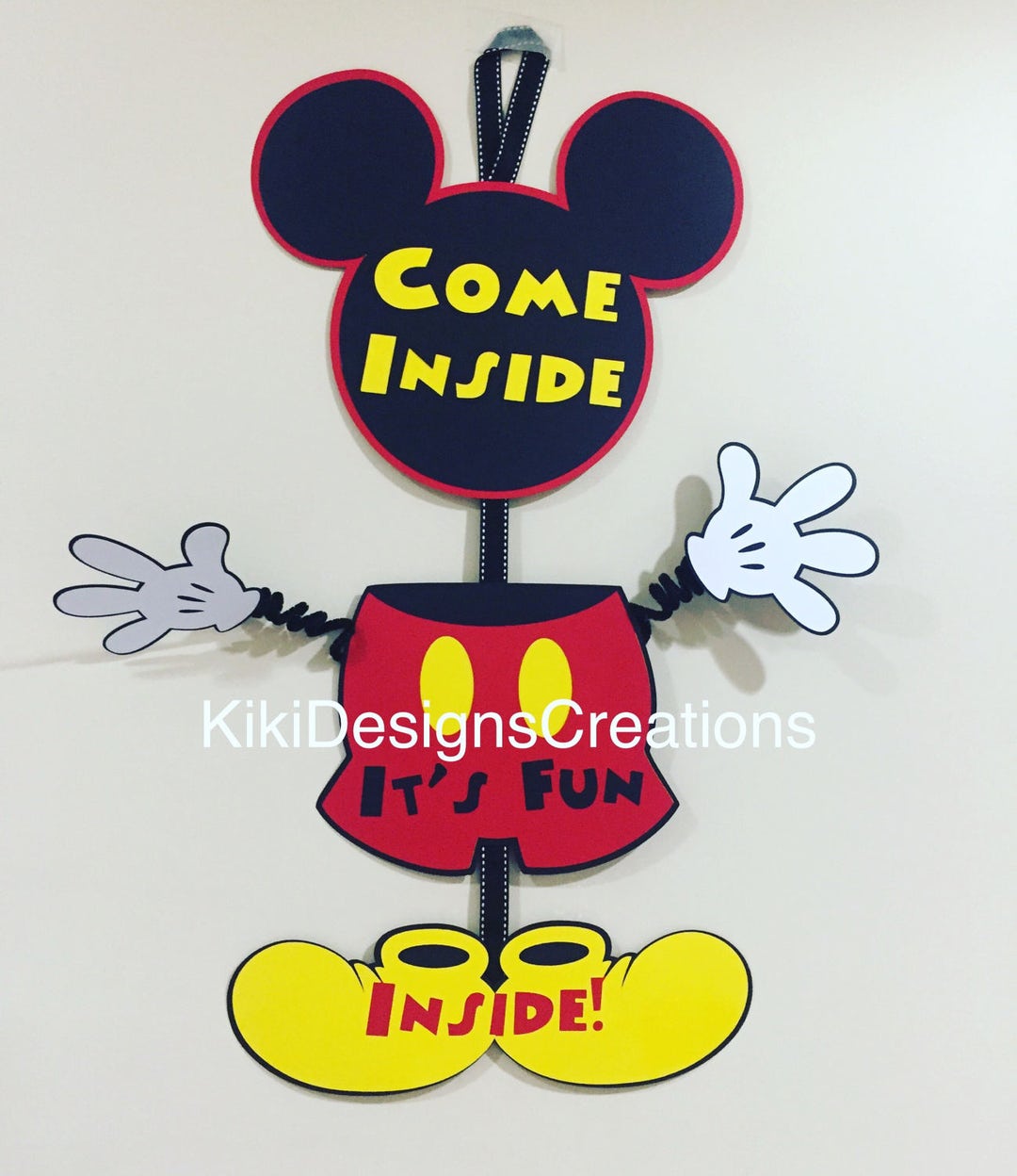 Mickey Mouse Door Sign Birthday Wiggle Arm Come Inside, It's Fun Inside ...
