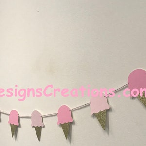 Ice Cream Cone Paper Garland - Paper Garland, Party Decor, Wedding ...