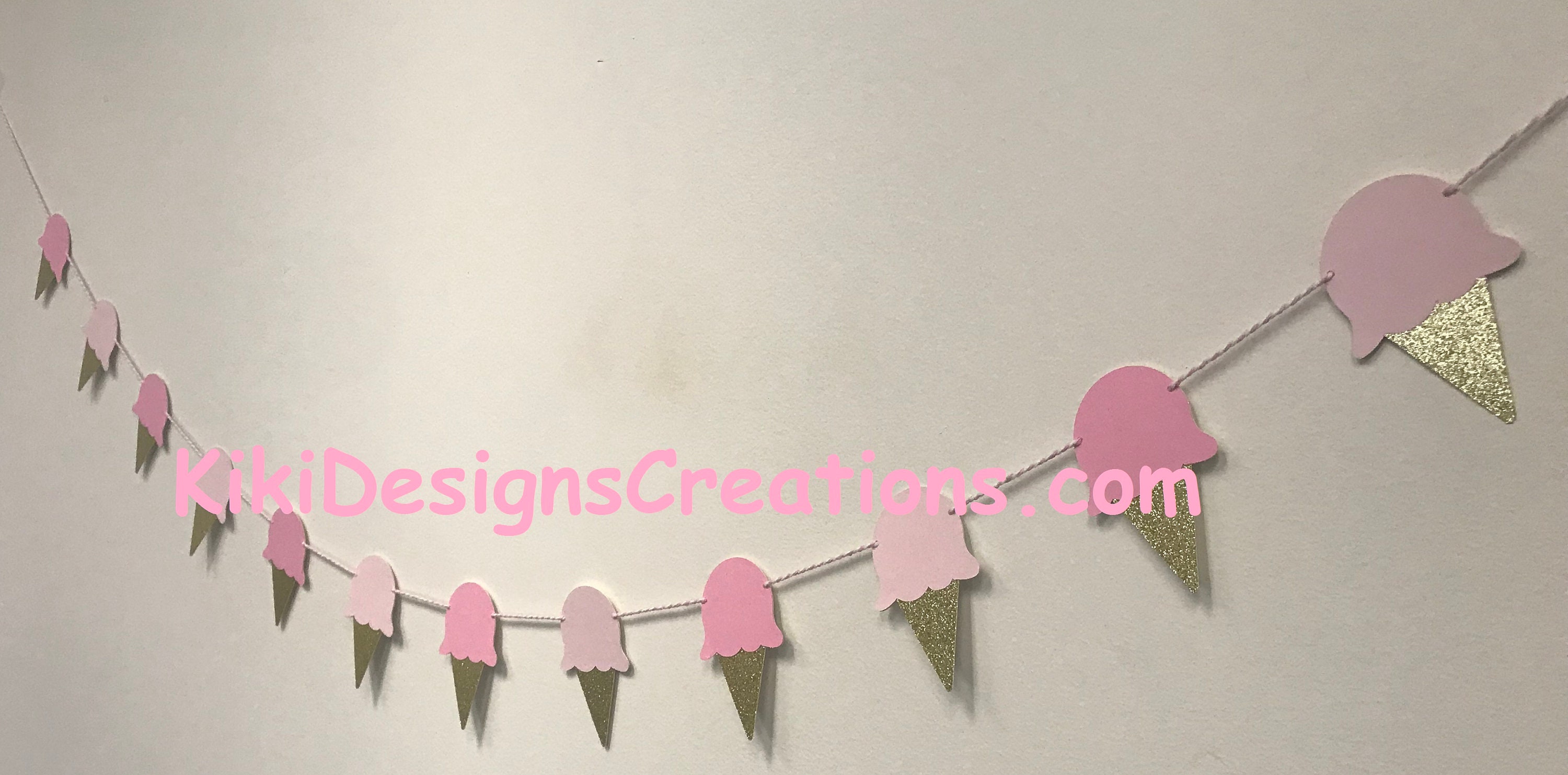 Ice Cream Cone Paper Garland - Paper Garland, Party Decor, Wedding ...
