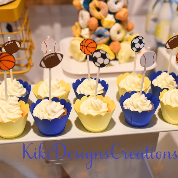 Baby Shower Sports Theme Cupcake Toppers - Etsy