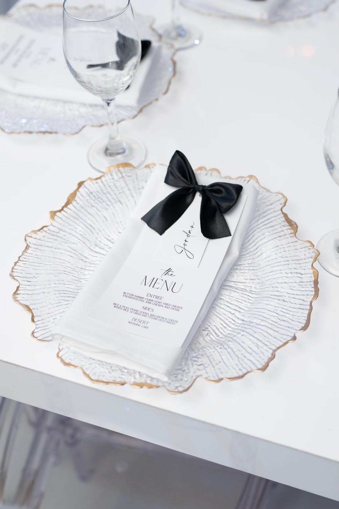 Bow Wedding Menu, Menu With Place Card, Wedding Menu, Event Menus ...