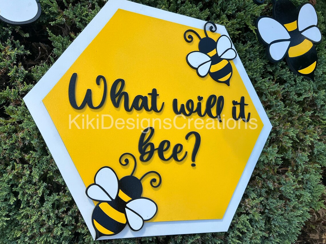 Baby Bee Sign , What Will Baby Bee?, Gender Reveal Party Backdrop Sign ...