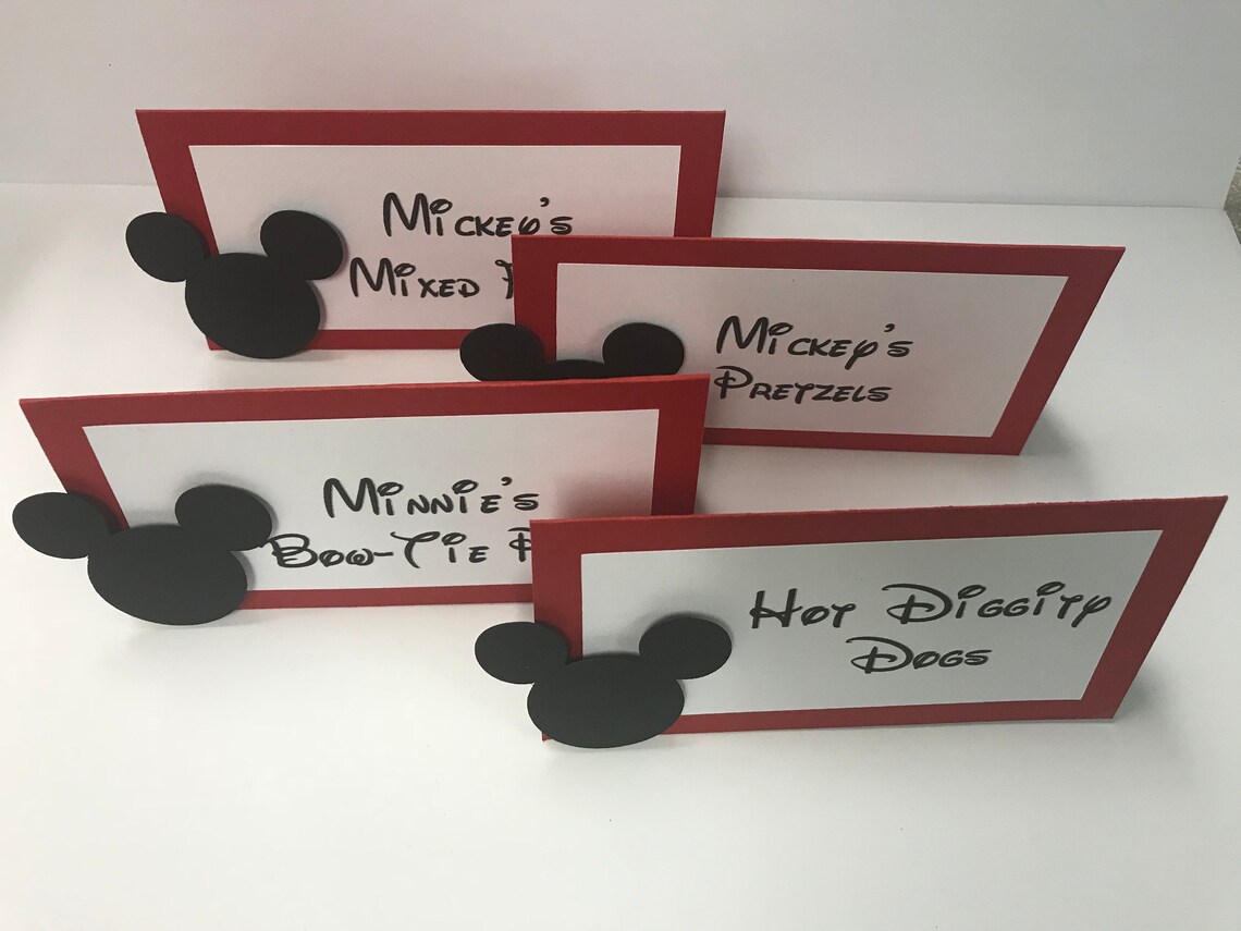 Mickey Mouse Place Cards Seating Cards Food Cards Food Tents - Etsy