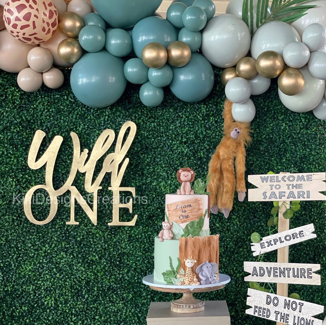 Wild One Sign, Party Backdrop Sign, Safari Jungle Theme Birthday Party ...