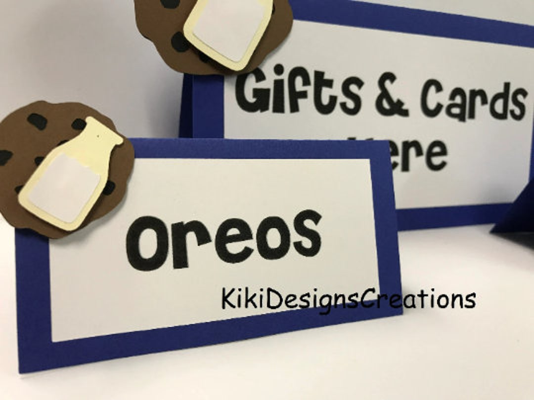 Milk and Cookie Place Cards, Cookie Theme Buffet Cards, Milk and Cookie ...