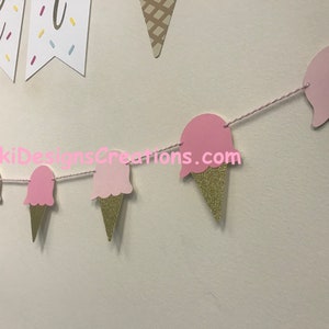Ice Cream Cone Paper Garland - Paper Garland, Party Decor, Wedding ...