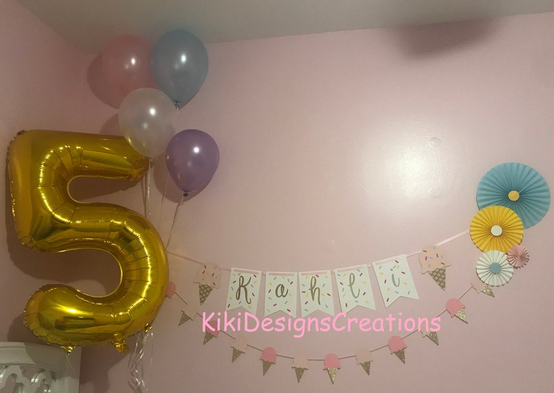 Personalize Ice Cream Banner, Custom Ice Cream Garland, Ice Cream Party ...