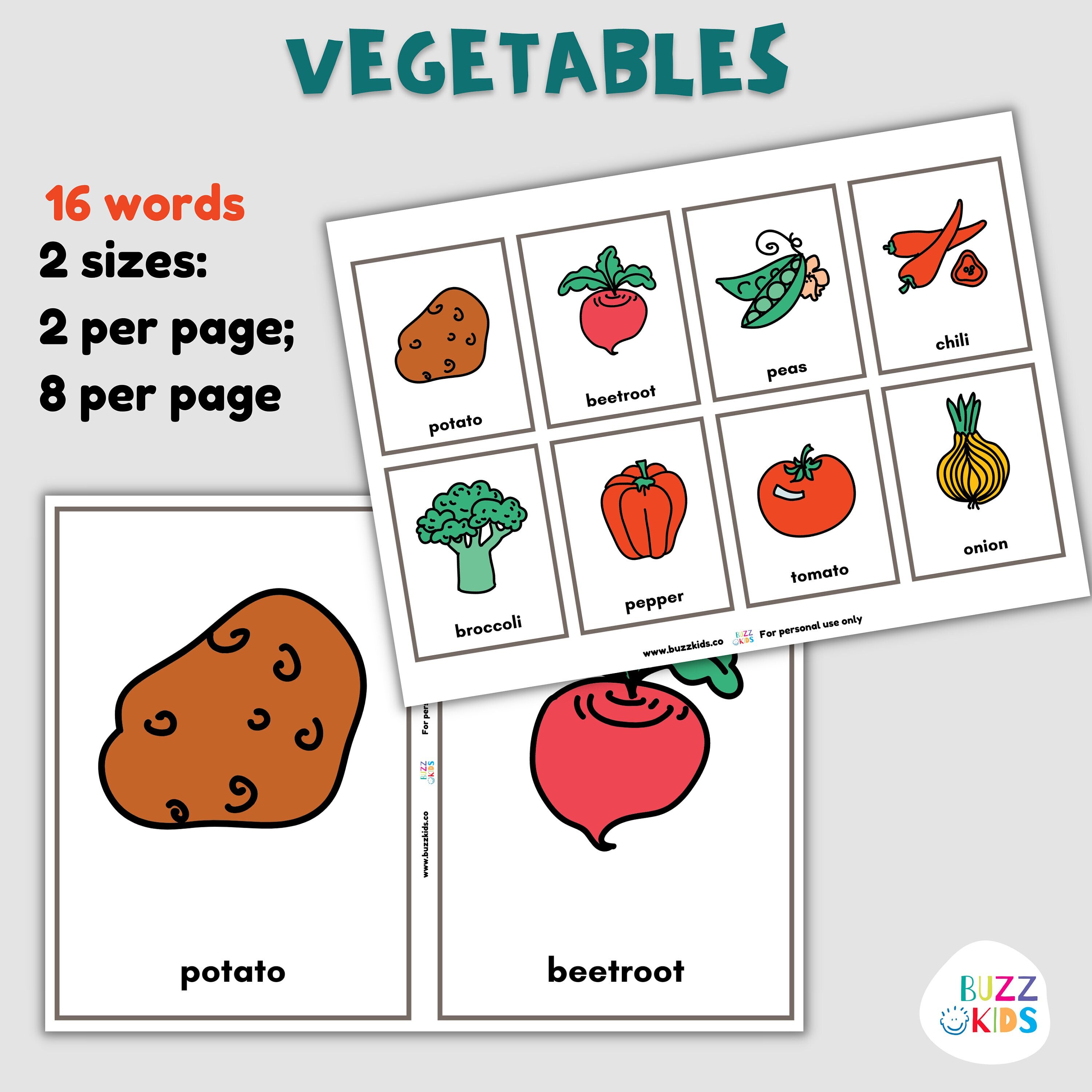 VEGETABLES Flashcards Instant Download, Learning Veggie Cards, Memory ...