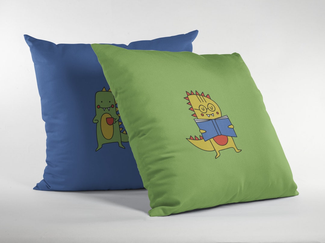 Cute Dinosaurs Pillow Two Sides Pillow Green Blue Pillow - Etsy