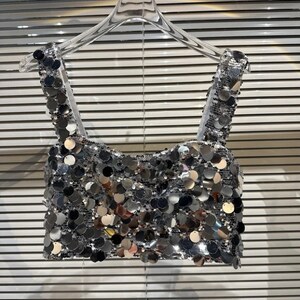 Taylor Disco-ball Outfit Sequins Crop Top Silver Sequins Two - Etsy ...