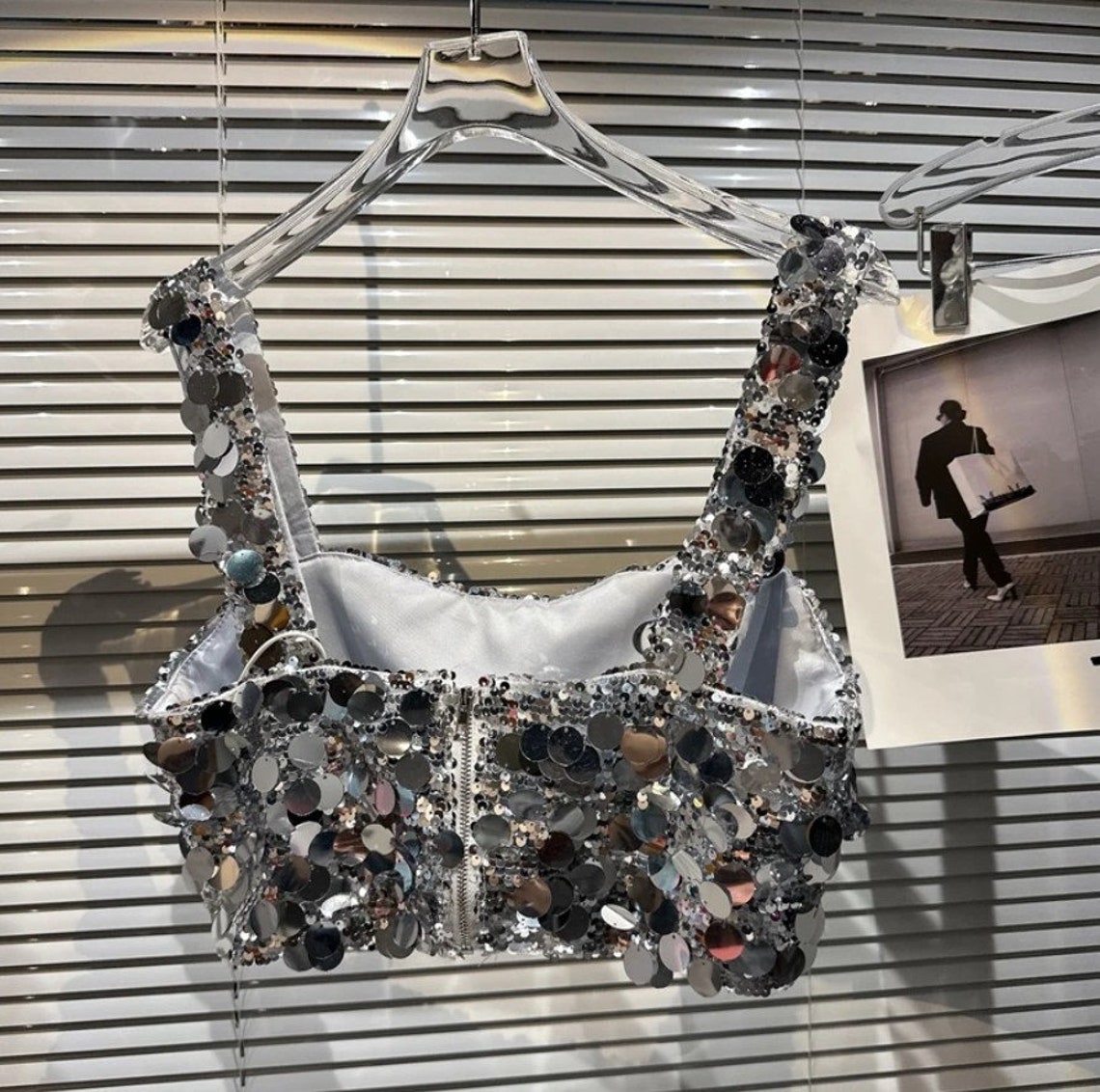 Taylor Disco-ball Outfit Sequins Crop Top Silver Sequins Two - Etsy ...