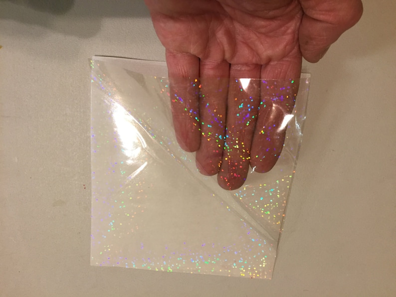 Transparent Holographic Sparkle Overlay, Adhesive Coated Clear Glitter ...