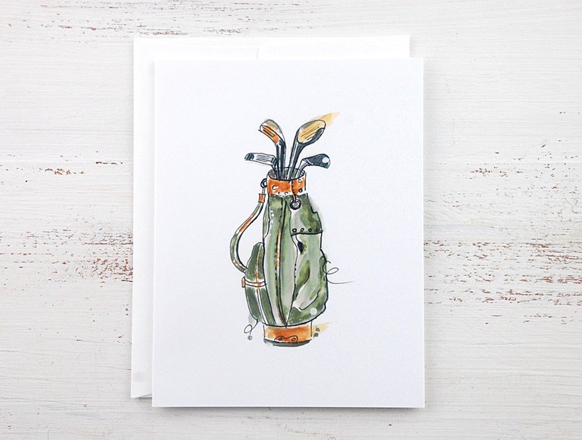 Golf Clubs Note Card - Etsy