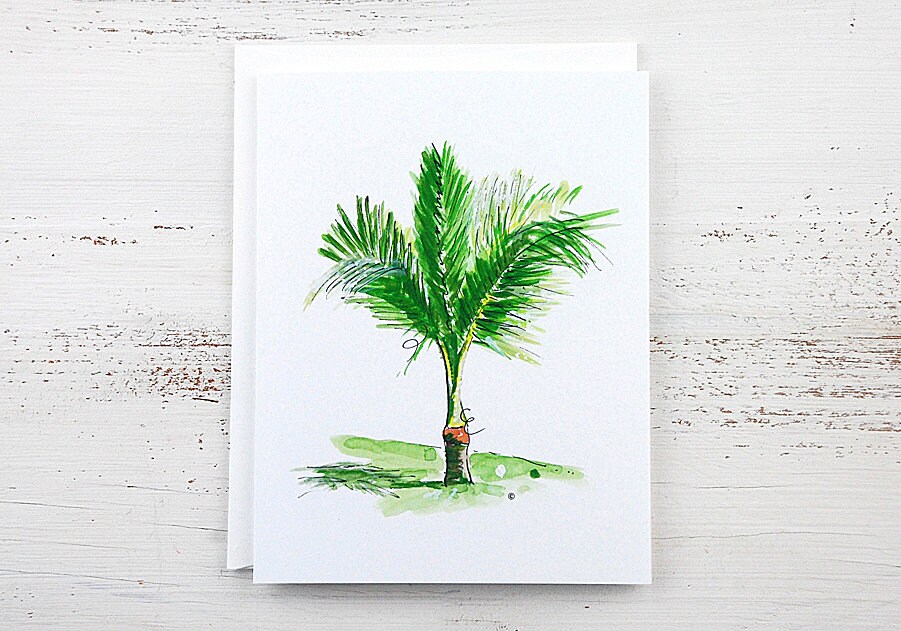 Palm Tree Note Card - Panama - Etsy