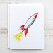 Red Rocketship Note Card - Etsy