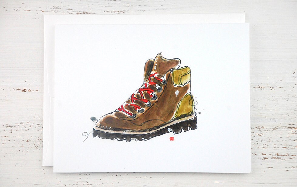 Hiking Boot Note Card - Etsy