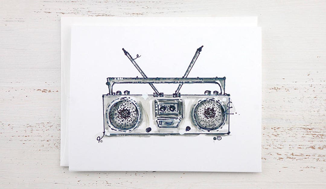Music Card - Music Lover - Cards for Music Lover - Vintage Boombox ...