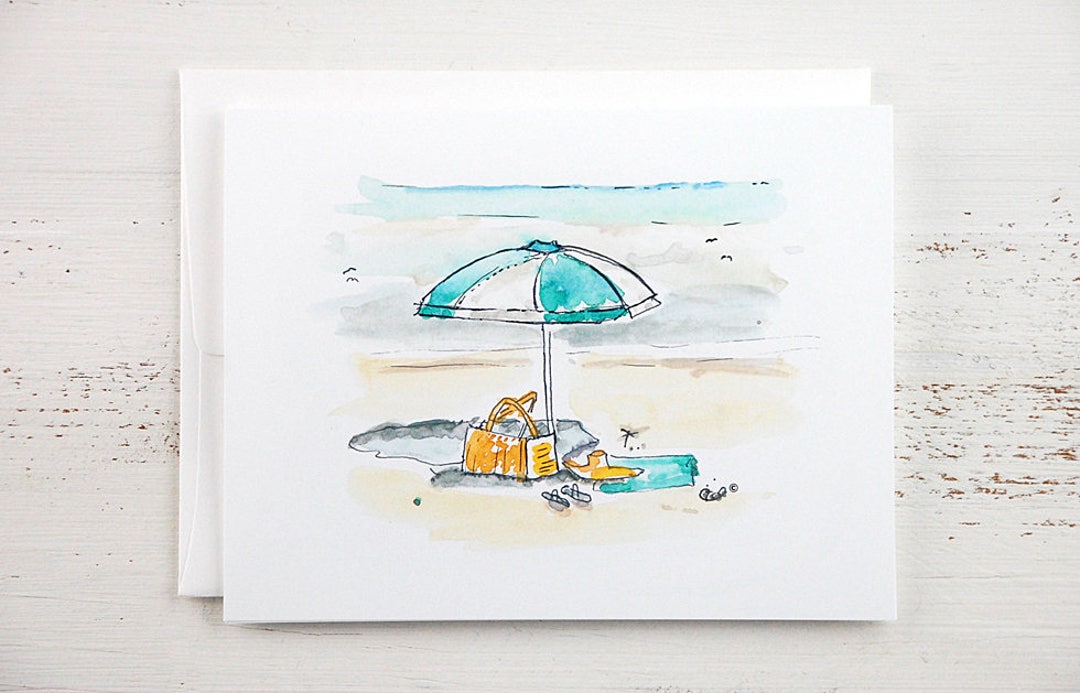 Beach Card - Beach Lover - Cards for Beach Lover- Beach Umbrella Note ...