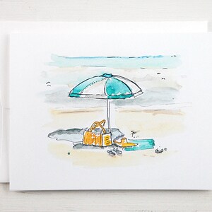 Beach Card - Beach Lover - Cards for Beach Lover- Beach Umbrella Note ...