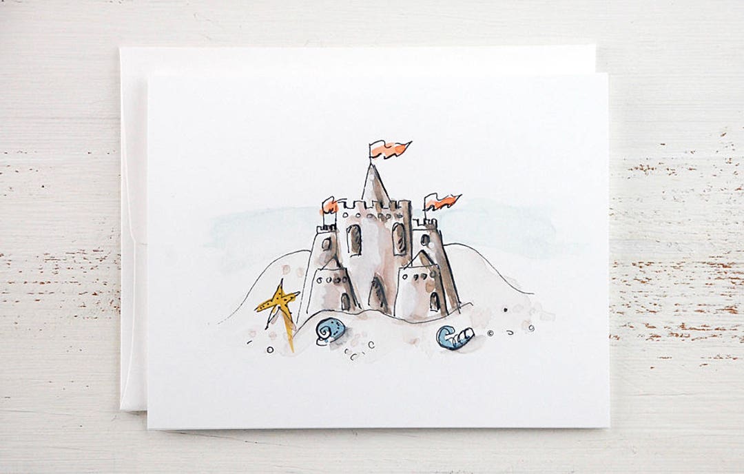 Sand Castle Note Card - Etsy