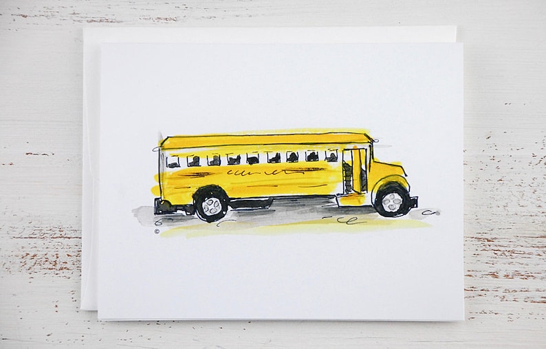 School Bus Note Card - Etsy