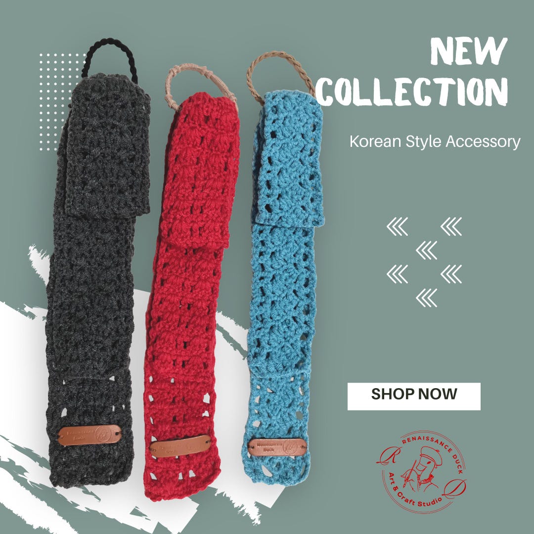 Korean Style Hair Accessory Hand Crochet, Crocheted Ribbon Bow, Gift ...