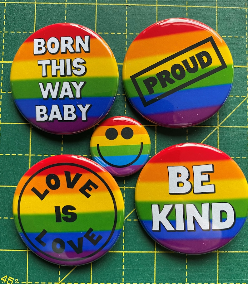 Rainbow Button Badges LGBT Pride Pins Smiley Face Love - Etsy