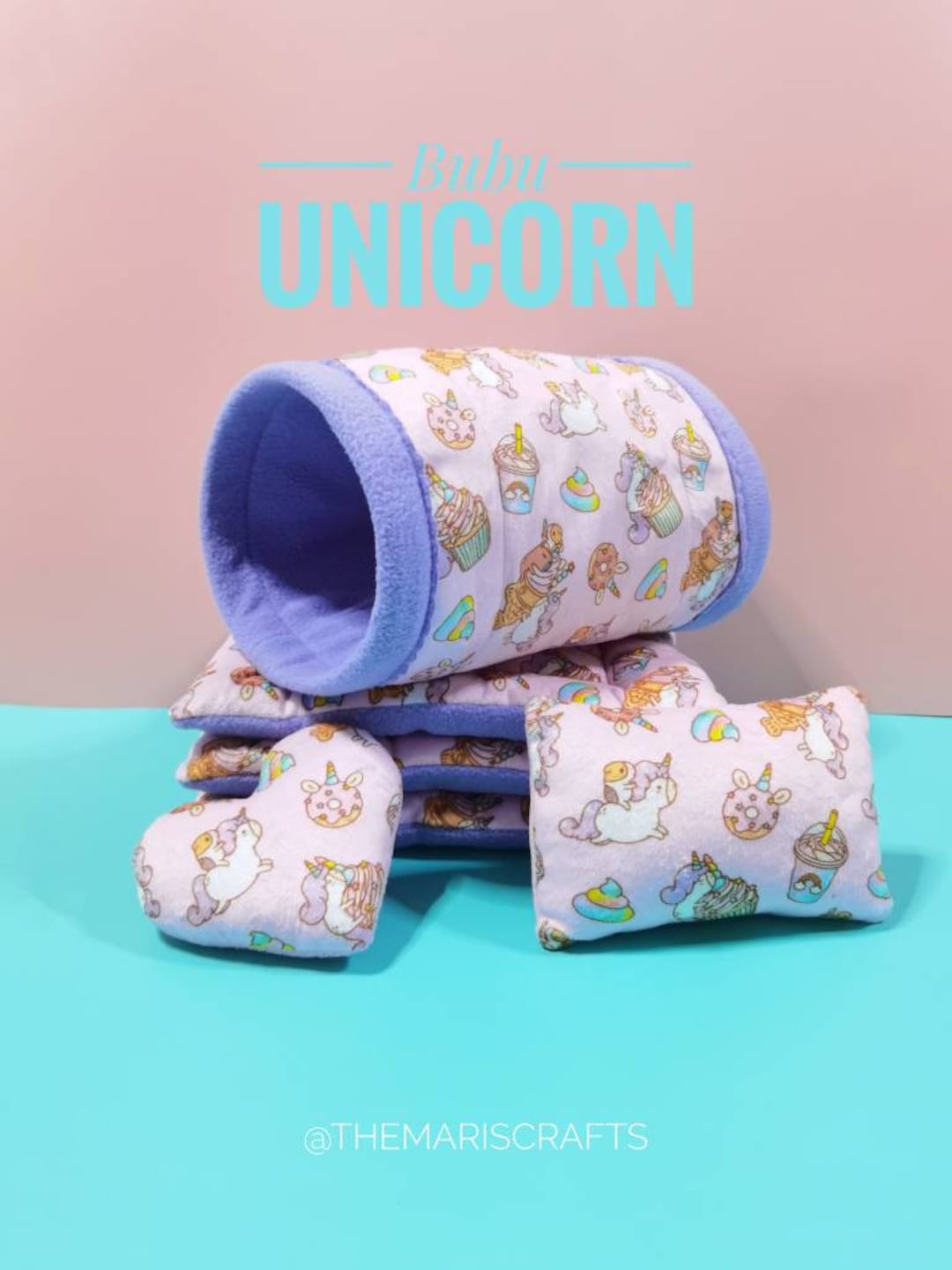 Bubu Unicorn Series Guinea Pig Fleece Bed Cushion, Tunnel, Popcorn ...