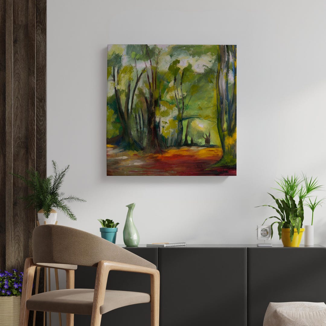 Forest Landscape Wall Art | Square Canvas Print of Original Abstract ...