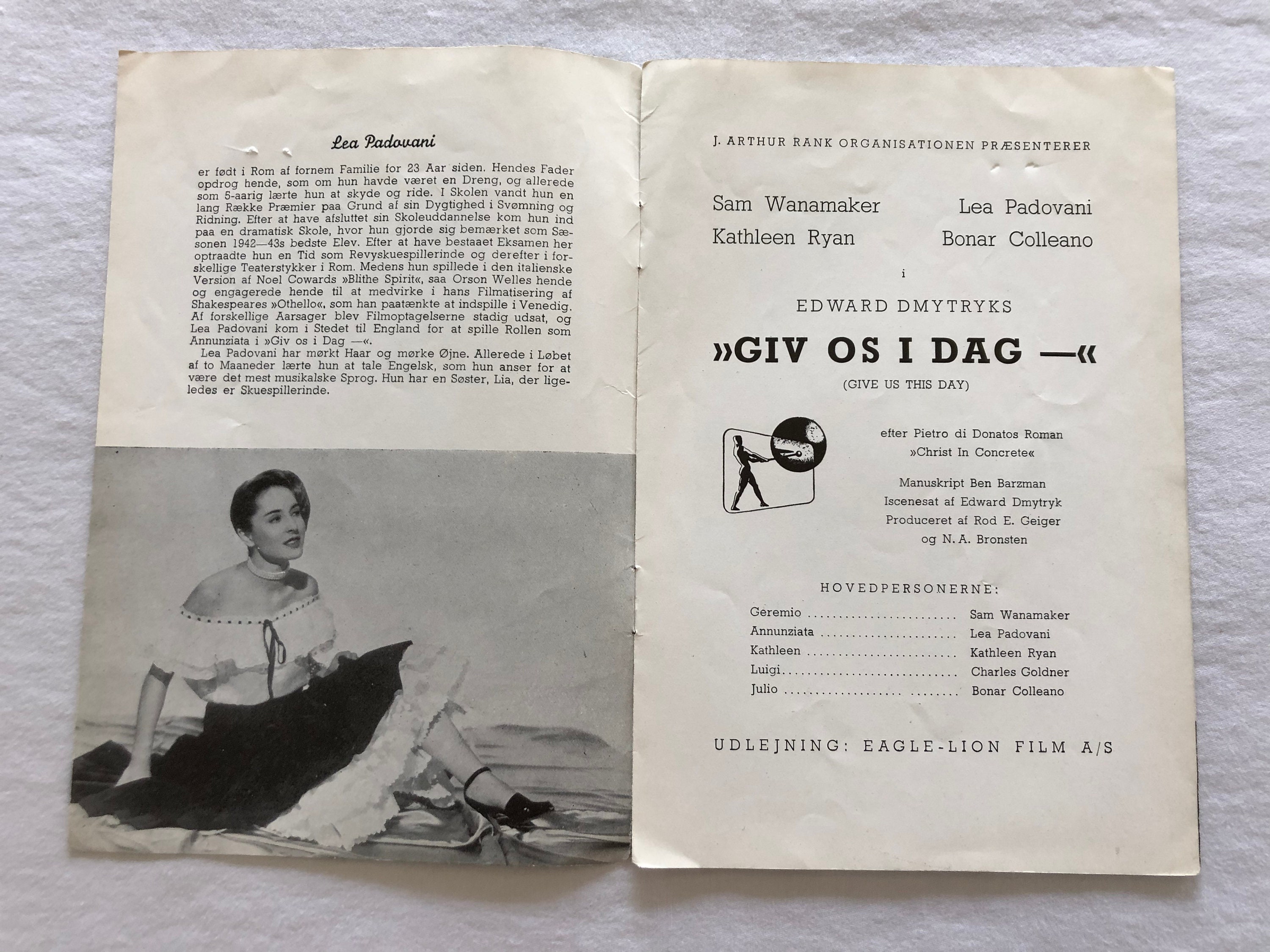 Give Us This Day Sam Wanamaker Lea Padovani Kathleen Ryan 1949 ...