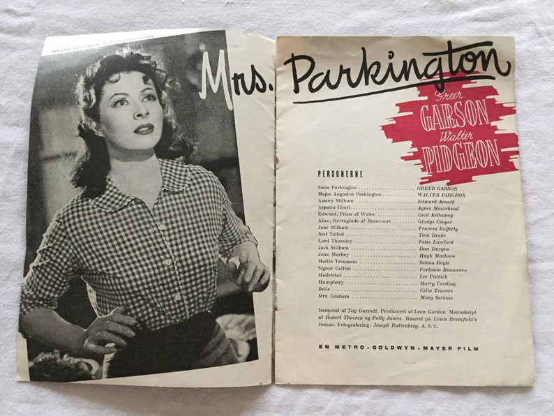 Mrs. Parkington Greer Garson Walter Pidgeon Edward Arnold 1944 - Etsy