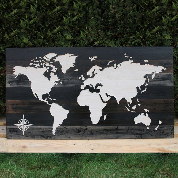 Rustic World Map - Etsy