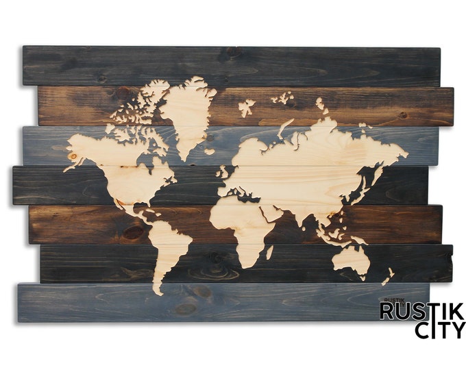 World Map ENGRAVED on Wood, Home Decoration, Rustic Decor, Wall Art ...