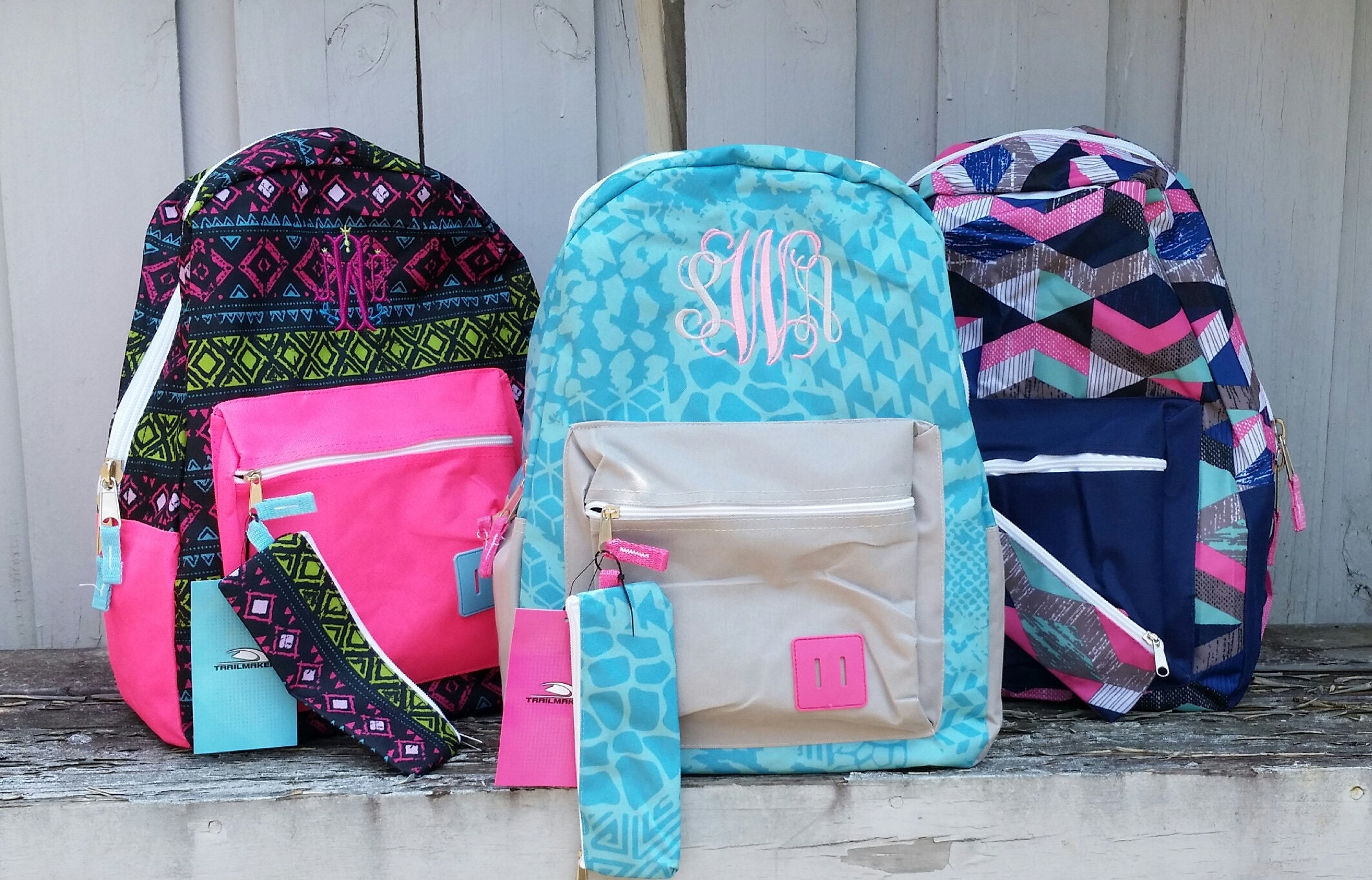 Monogrammed Backpack With Pencil Bag Personalized Backpacks - Etsy