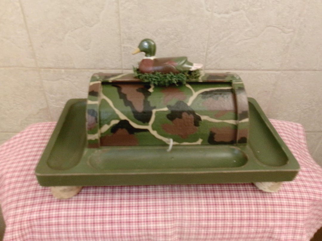 Camouflage Roll Top Valet Tray: Wood Desk Organizer With Duck Decoy - Etsy