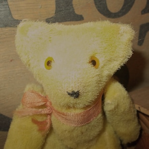 Antique Teddy Bear, Miniature 5 Inch With Glass Eyes, Golden Mohair ...
